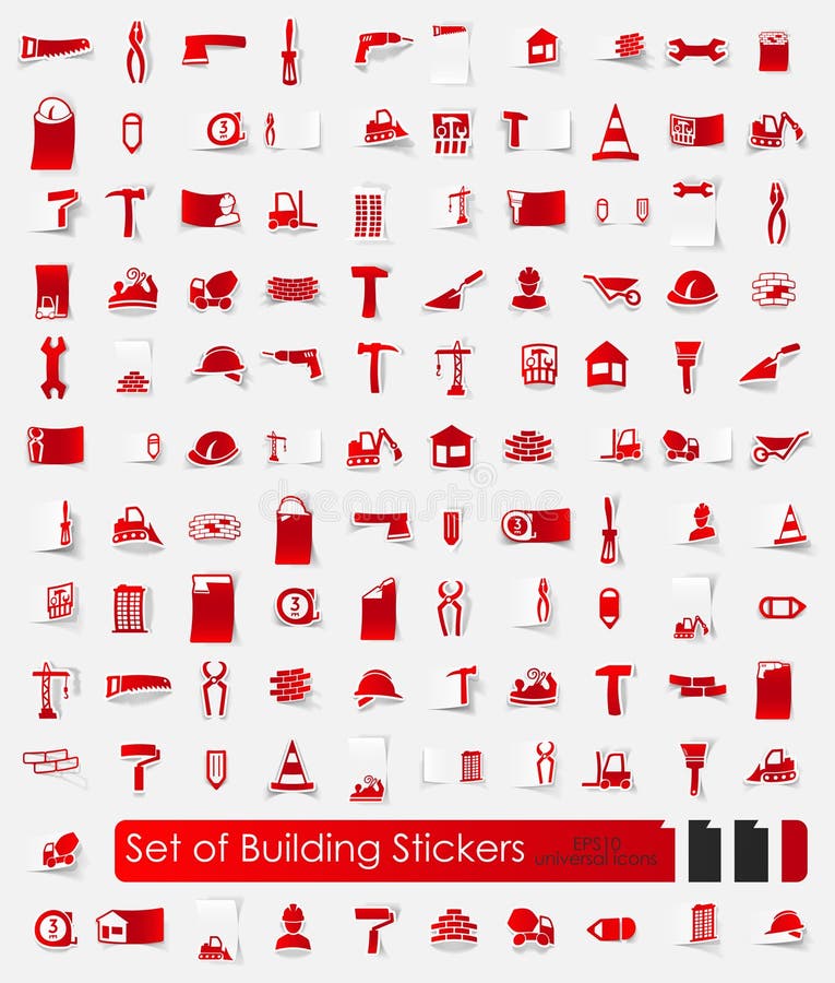 Set of building stickers stock vector. Illustration of profession ...