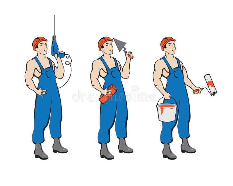 Set of building trades stock vector. Illustration of builders - 21990069