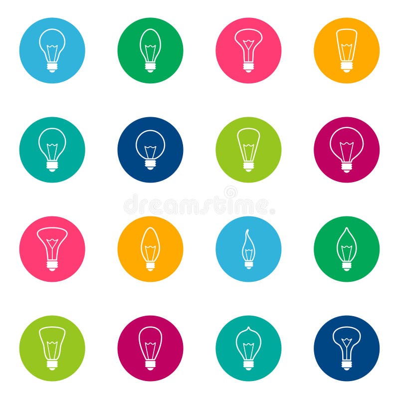 Set of Bulb Icons on Color Background, Illustration Stock Vector ...