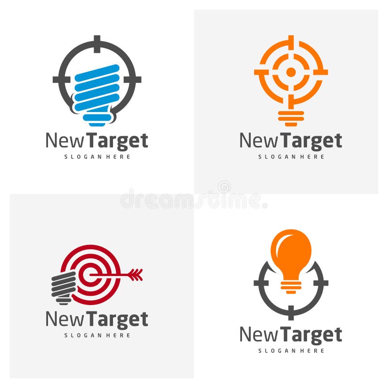 Set of Bulb Target Logo Vector Template, Creative Target Logo Design ...