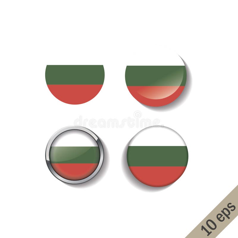 Set of BULGARIA Flags Round Badges Stock Illustration - Illustration of ...