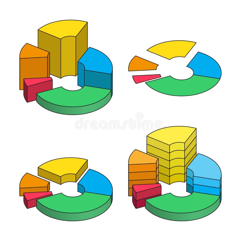 Pie Charts - .Different Subdivisions - Vector Illustration - Isolated ...