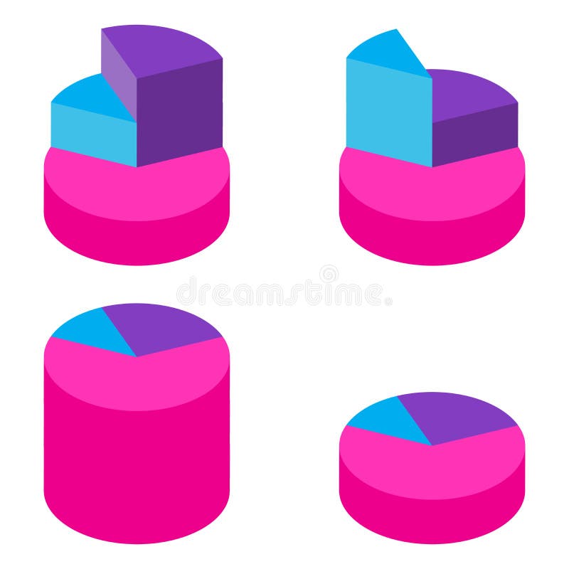 Set of Bulk Red and Blue Isometric Pie Charts. Elements of Infographics ...