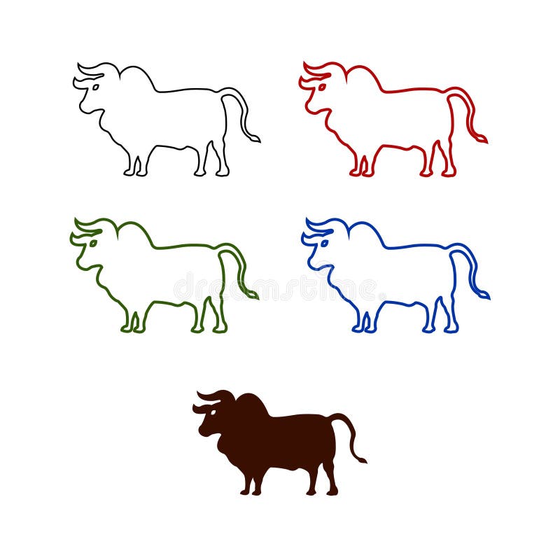 Set Bull Animal Vector Logo Template Design Stock Vector - Illustration ...