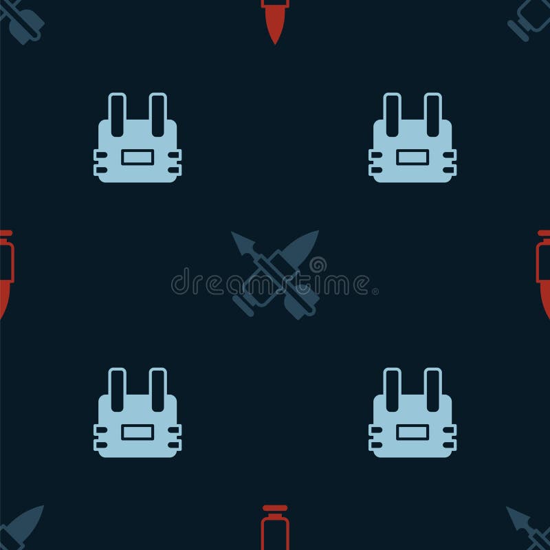 Set Bullet, Crossed Bullet with Arrow and Bulletproof Vest on Seamless ...