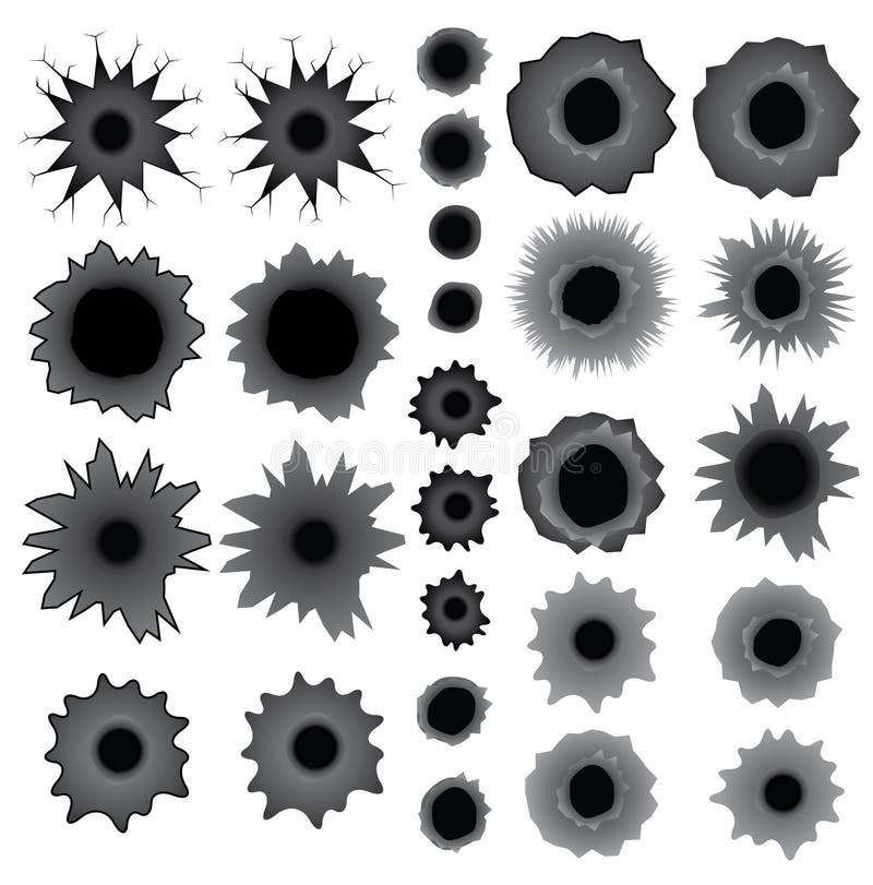 Set of bullet holes stock vector. Illustration of arena - 94893710
