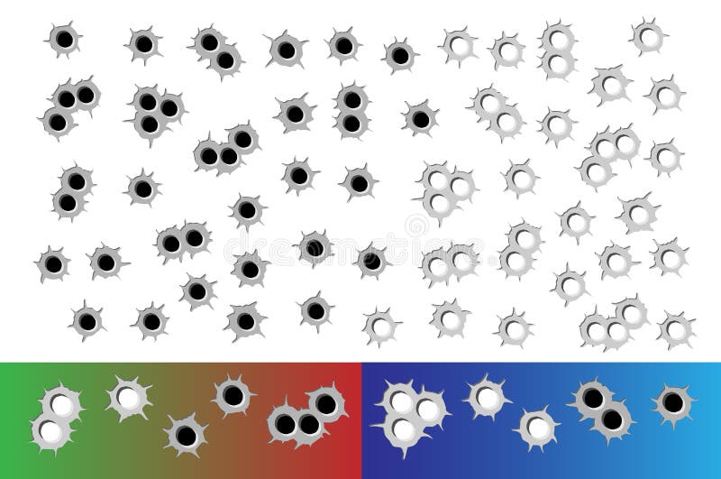 Set Bullet Holes, Target Shooting, Isolated Vector Illustration Stock ...
