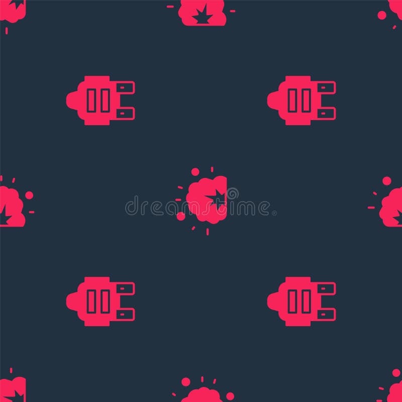 Set Bulletproof Vest and Bomb Explosion on Seamless Pattern. Vector ...