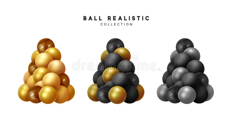 Set Bunch of Balls 3d Render. Christmas Decorative Tree, Shape from ...