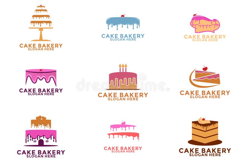 Set Bundle Cake Logo, Cake Topper Logo Vector Template Stock Vector ...