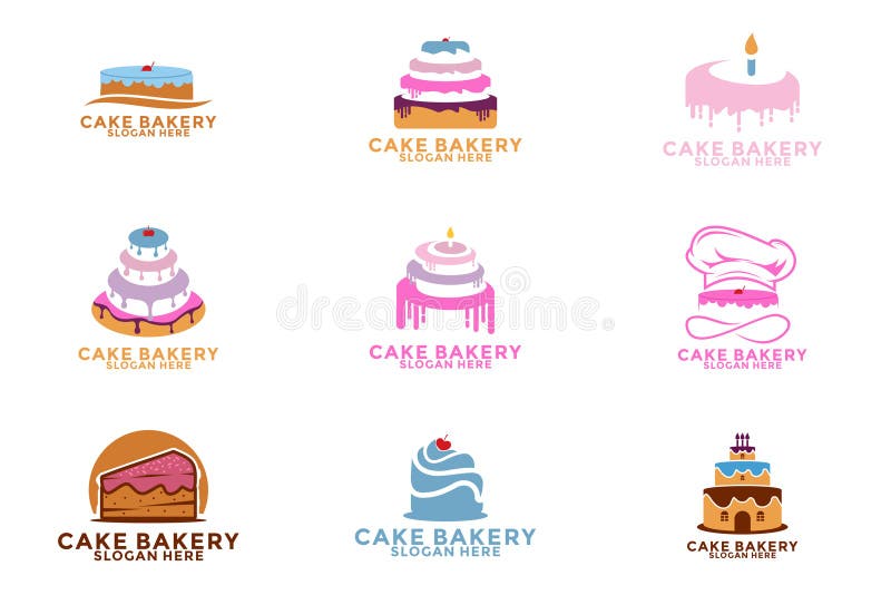 Set Bundle Cake Logo, Cake Topper Logo Vector Template Stock Vector ...