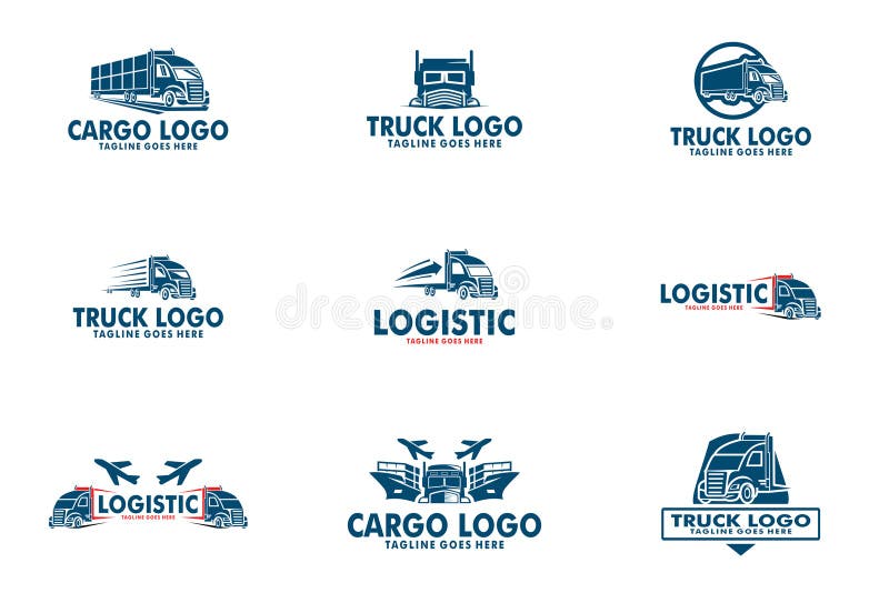 Set of Cargo Logo Design Vector, Ship, Truck, Plane Logistic Logo ...