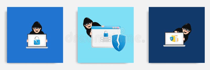 Set Bundle of Hacker Theft Personal Data Identity and File Breach. 3D ...