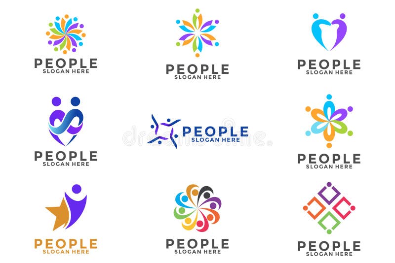 Set of People Collaboration. Concept of Teamwork and Great Work Logo ...