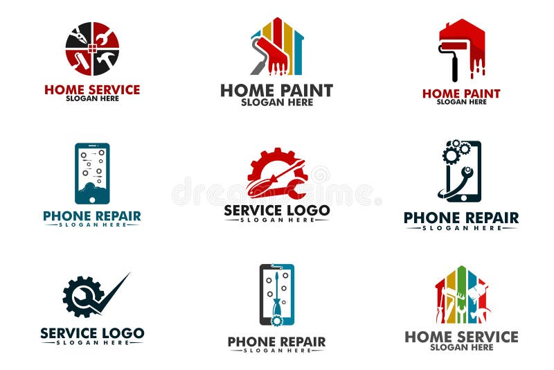 Set Bundle Repair Logo, Home Service, Phone and Mechanical Logo Design ...