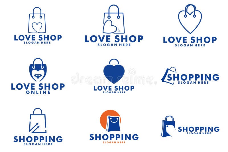 Set of Shop Logo Design, Collection of Online Shop Logo Vector ...