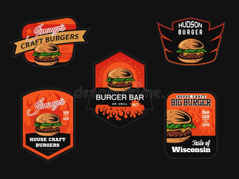 Set of Burger Shop Logo, Emblems and Badges. Stock Vector ...