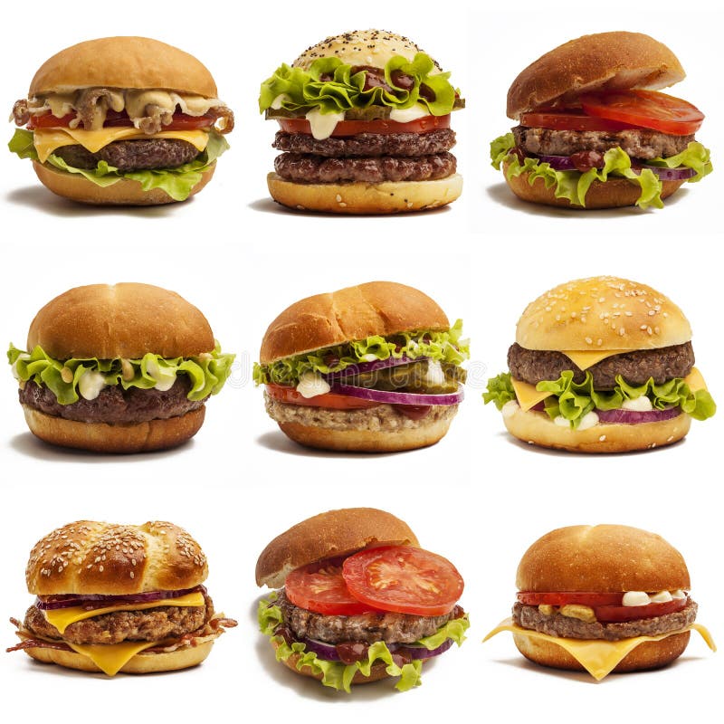 Set of burgers stock image. Image of diet, meal, cuisine - 42810519