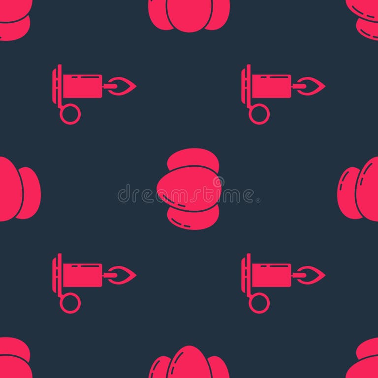 Set Burning Candle in Candlestick and Easter Eggs on Seamless Pattern ...