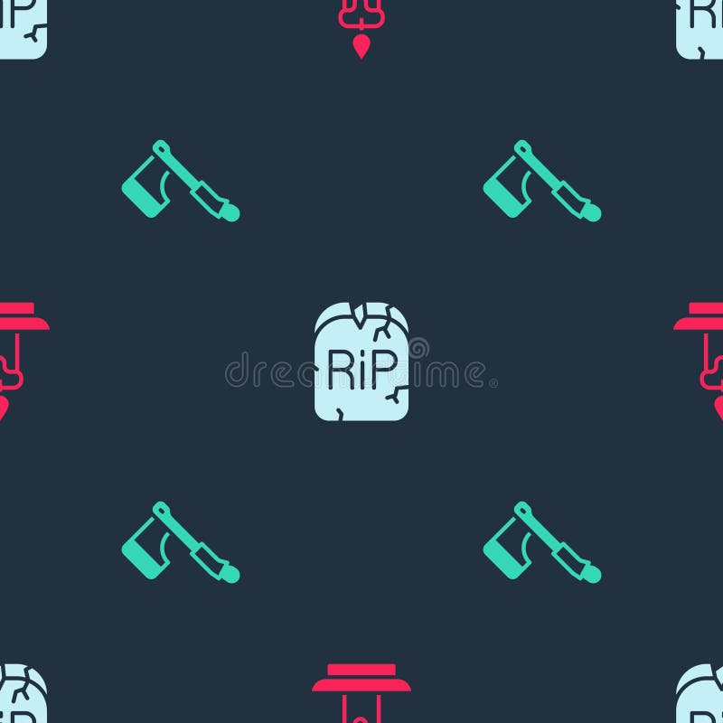 Set Burning Candle, Tombstone with RIP Written and Wooden Axe on ...