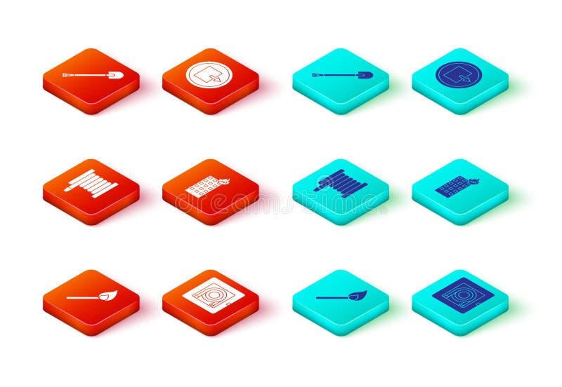 Set Burning Match with Fire, Fire Hose Cabinet, Reel, Burning Building ...