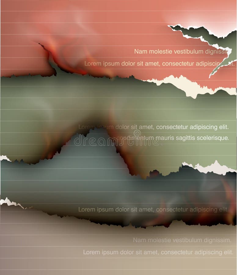 Set Burning Templates Torn Paper with Fire Stock Illustration ...