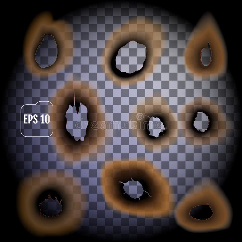Set of Burnt Holes on Transparent Background Vector Ill Stock Vector ...