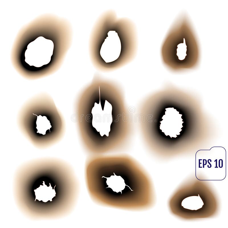 Set of Burnt Holes on White Background Isolated Vector Illustra Stock ...
