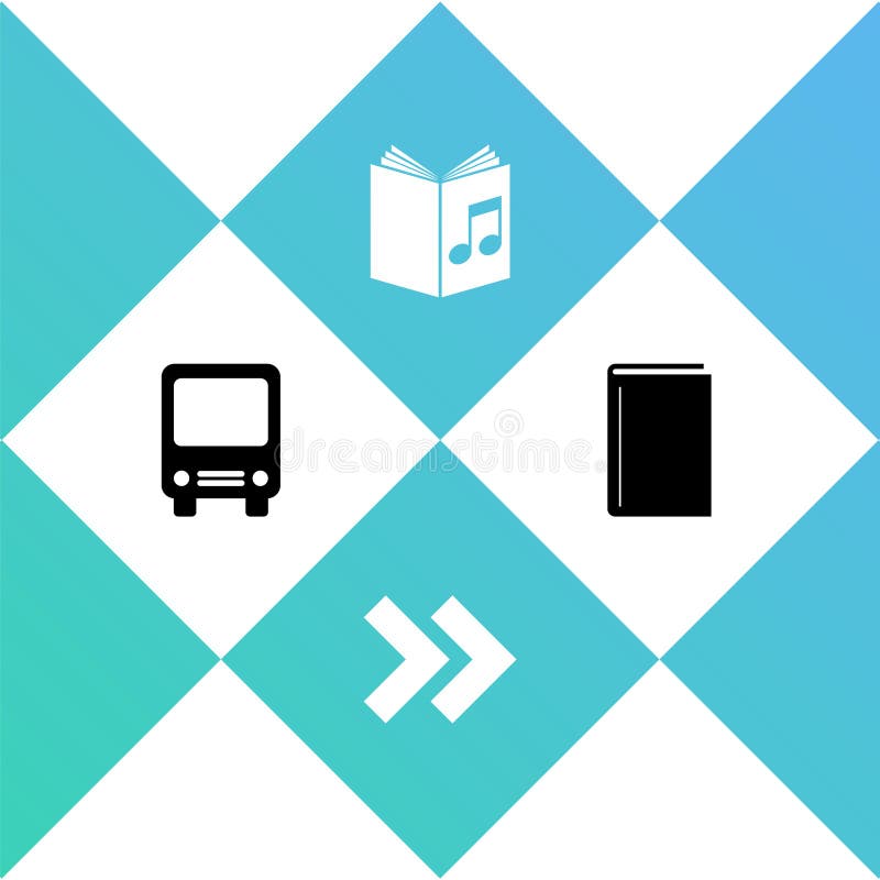Set Bus, Arrow, Audio Book and Book Icon. Vector Stock Vector ...