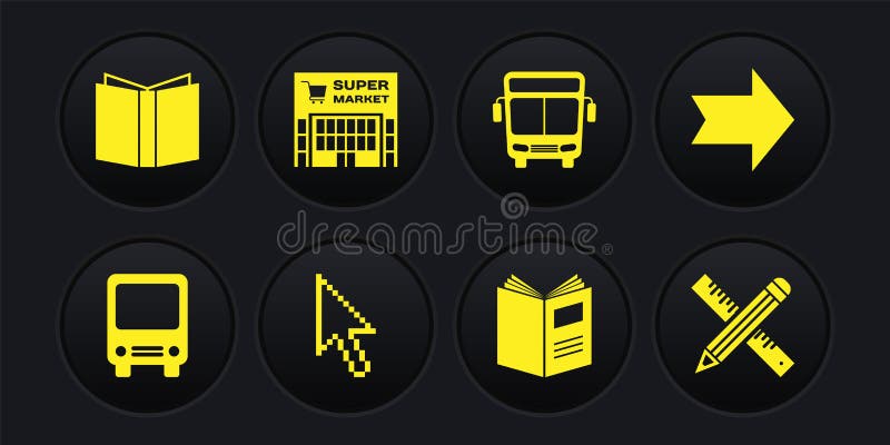 Set Bus, Arrow, Pixel Arrow Cursor, Open Book, Supermarket Building ... Set Bus, Arrow, Pixel Arrow Cursor, Open Book, Supermarket Building ...