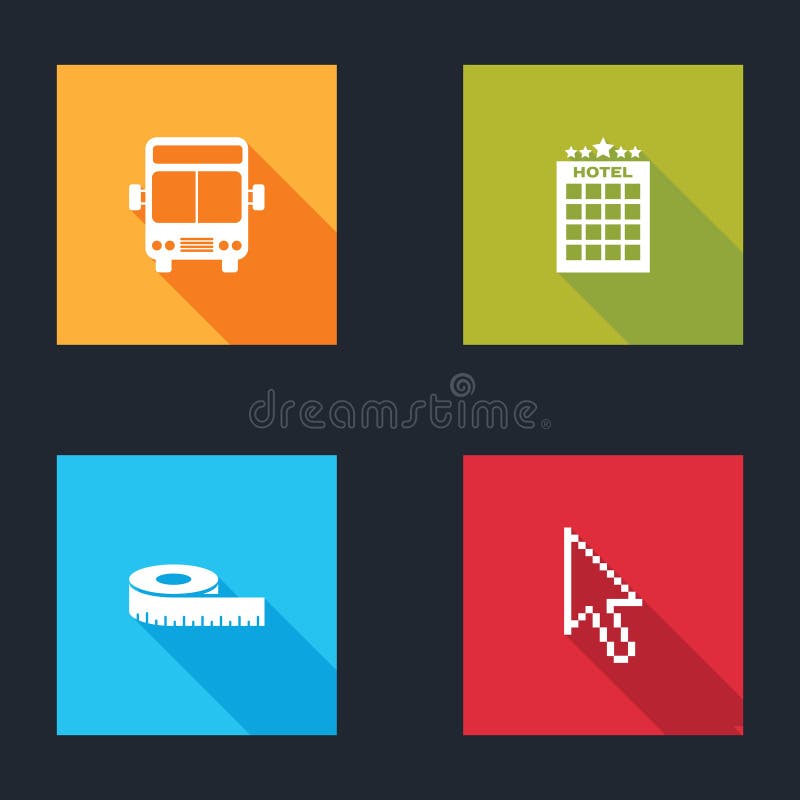 Set Bus Hotel Building Tape Measure Y Pixel Arrow Cursor Icono. Vector ... Set Bus Hotel Building Tape Measure Y Pixel Arrow Cursor Icono. Vector ...