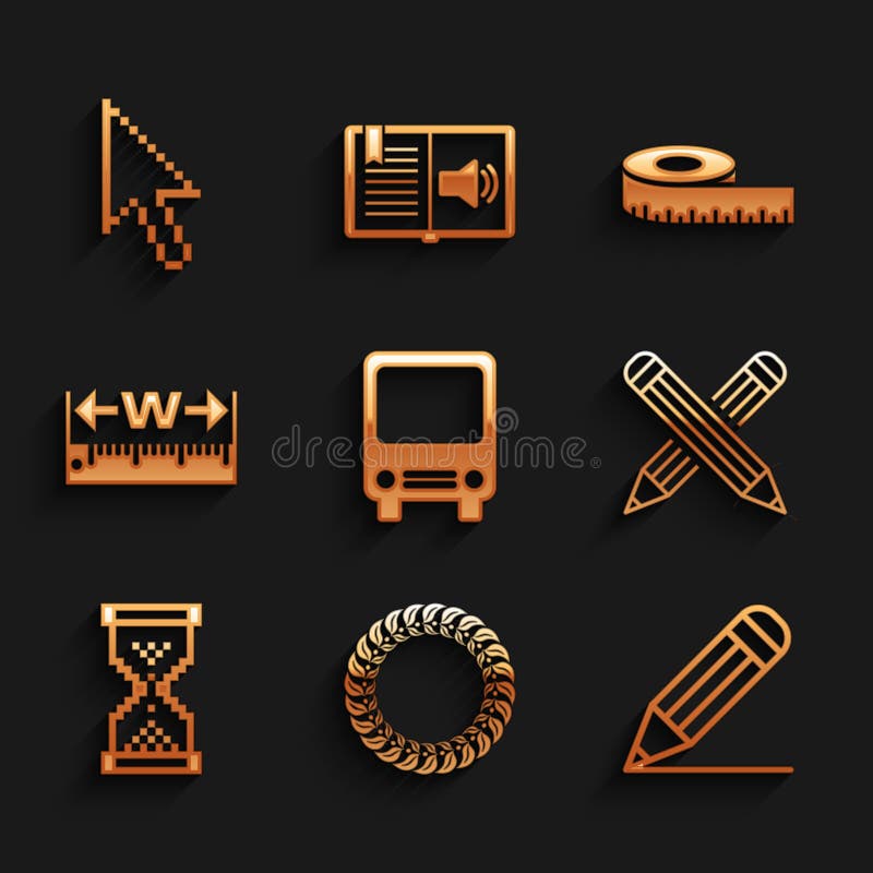 Set Bus, Laurel Wreath, Pencil and Line, Crossed Pencil, Hourglass ... Set Bus, Laurel Wreath, Pencil and Line, Crossed Pencil, Hourglass ...