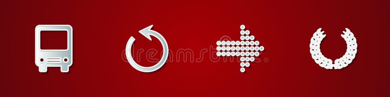 Set Bus, Refresh, Dots Arrow and Laurel Wreath Icon. Vector Stock ... Set Bus, Refresh, Dots Arrow and Laurel Wreath Icon. Vector Stock ...