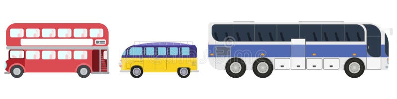Set of Buses Simple Drawings of Transport. Flat Stock Vector ...