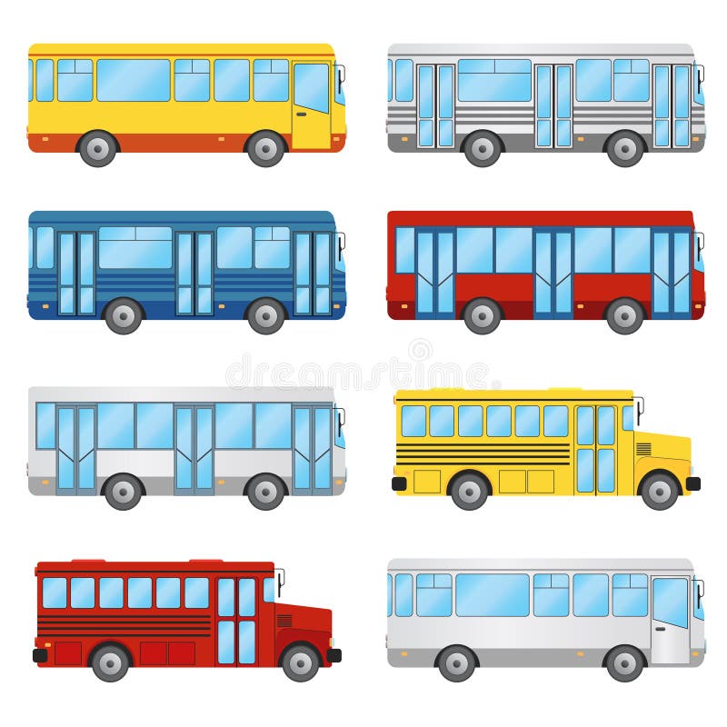 Vector Set Yellow School Buses Stock Illustrations – 34 Vector Set ...