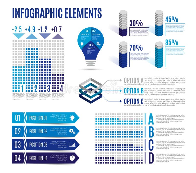 Set of Business Blue Infographic Elements. Template for Presentation ...
