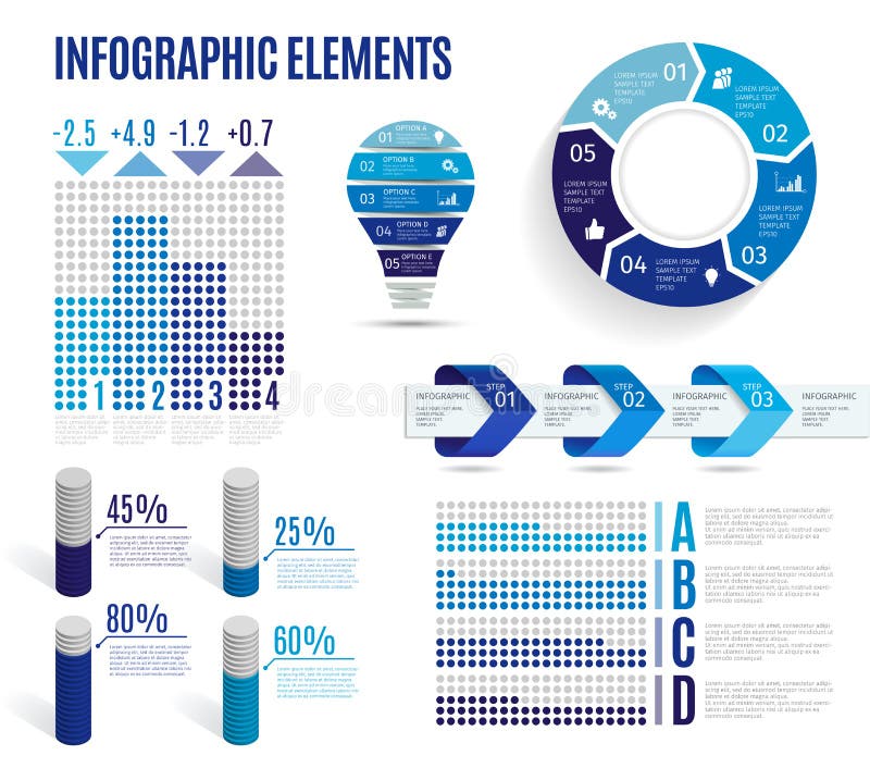 Set of Business Blue Infographic Elements. Template for Presentation ...