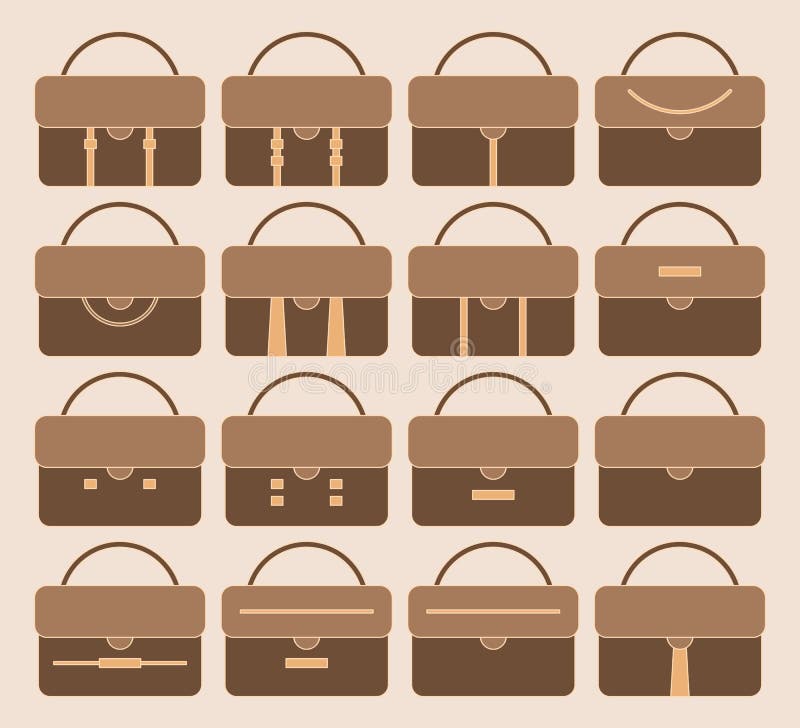 Set of Business Briefcase Illustration Stock Vector - Illustration of ...