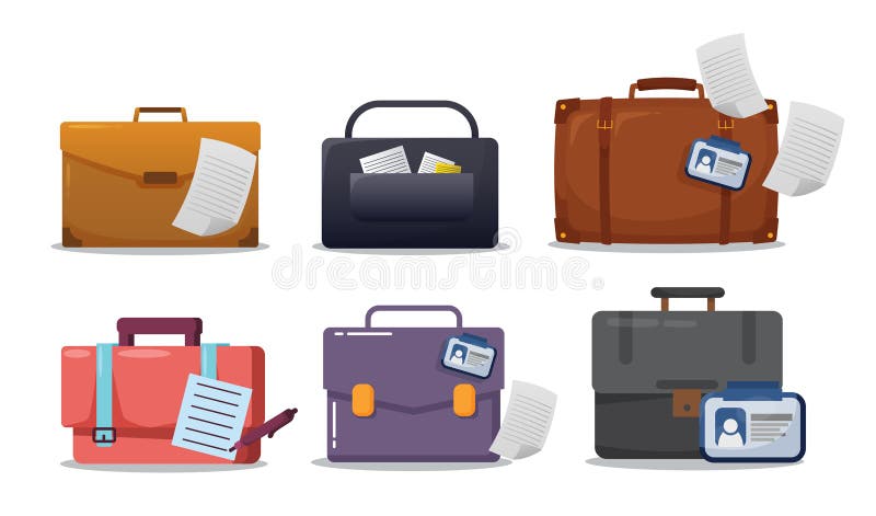 Set of Business Briefcase Isolated Vector Illustration Stock Vector ...
