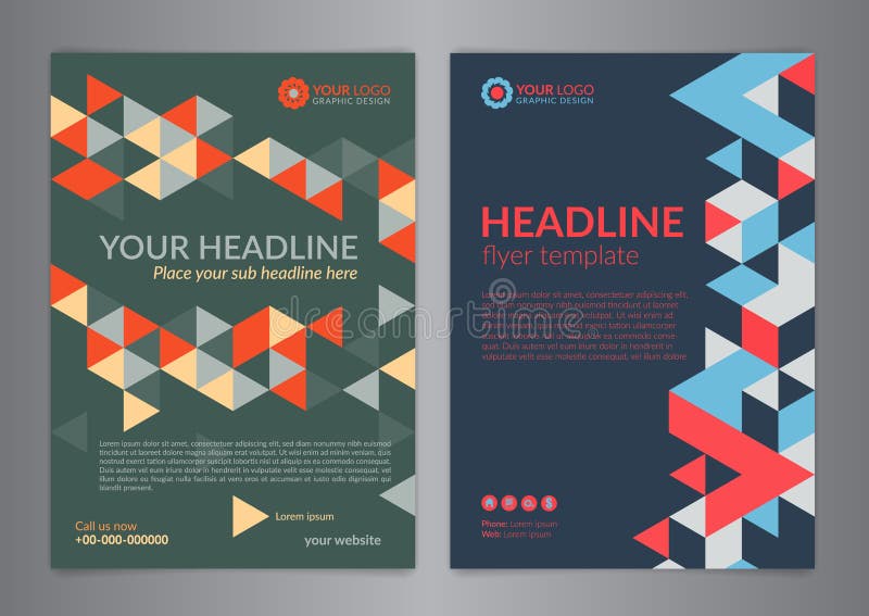 Set A4 Business Brochure Flyer Design Layout Template with Triangle ...