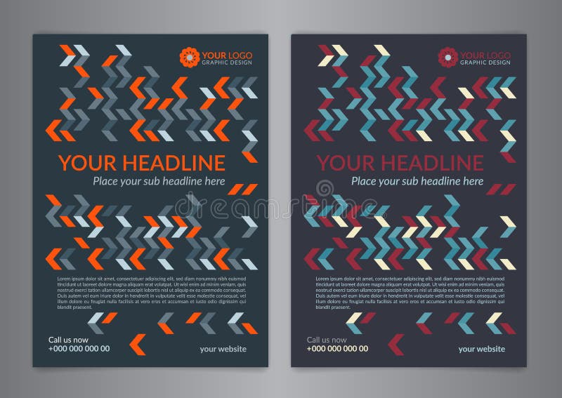 Set A5, A4 Business Brochure Flyer Design Layout Template with Zigzag ...