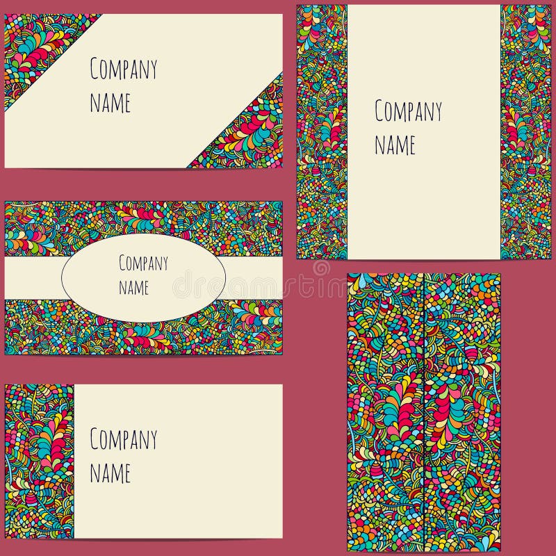 Set of Business Card, Hand Drawn Vector Illustration, Form Style. Stock ...