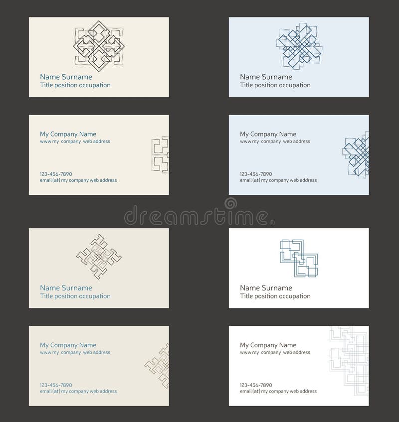 Set of Business Card Layout. Linear Geometric Logo and Pattern Stock ...