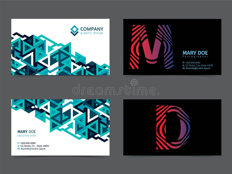 Set of 3.5` X 2` Business Card Mockup Stock Vector - Illustration of ...