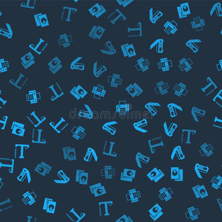 Set Business Card, Scanner, Printer and Text on Seamless Pattern ...