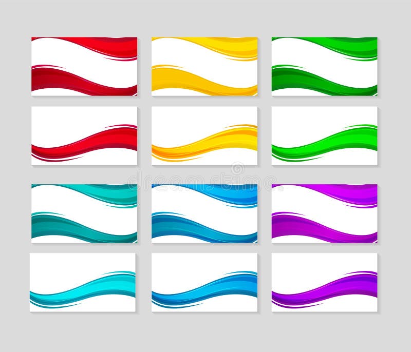 Set of Business Cards with Abstract Colorful Waves Stock Vector ...