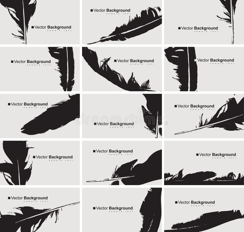 Set of Business Cards with a Bird Feather Stock Vector - Illustration ...