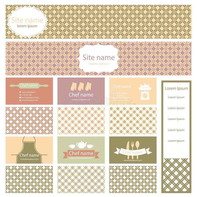 Set of Business Cards and Header for Cooking Theme Stock Vector ...