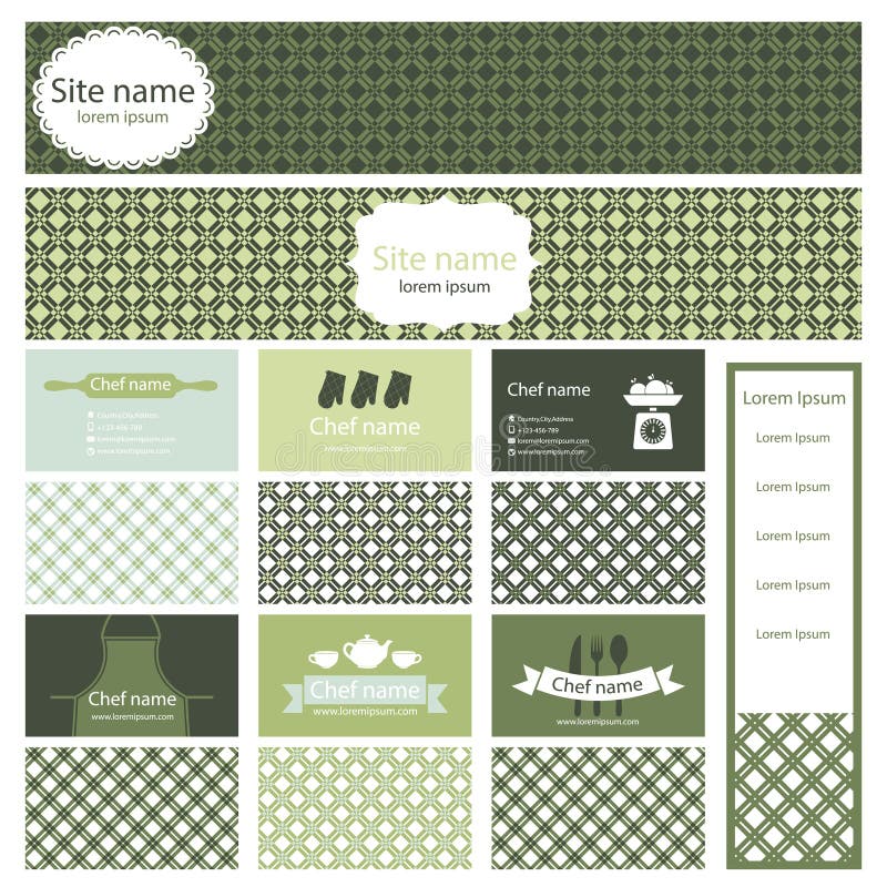 Set of Business Cards and Website for Cooking Theme. Vect Stock Vector ...