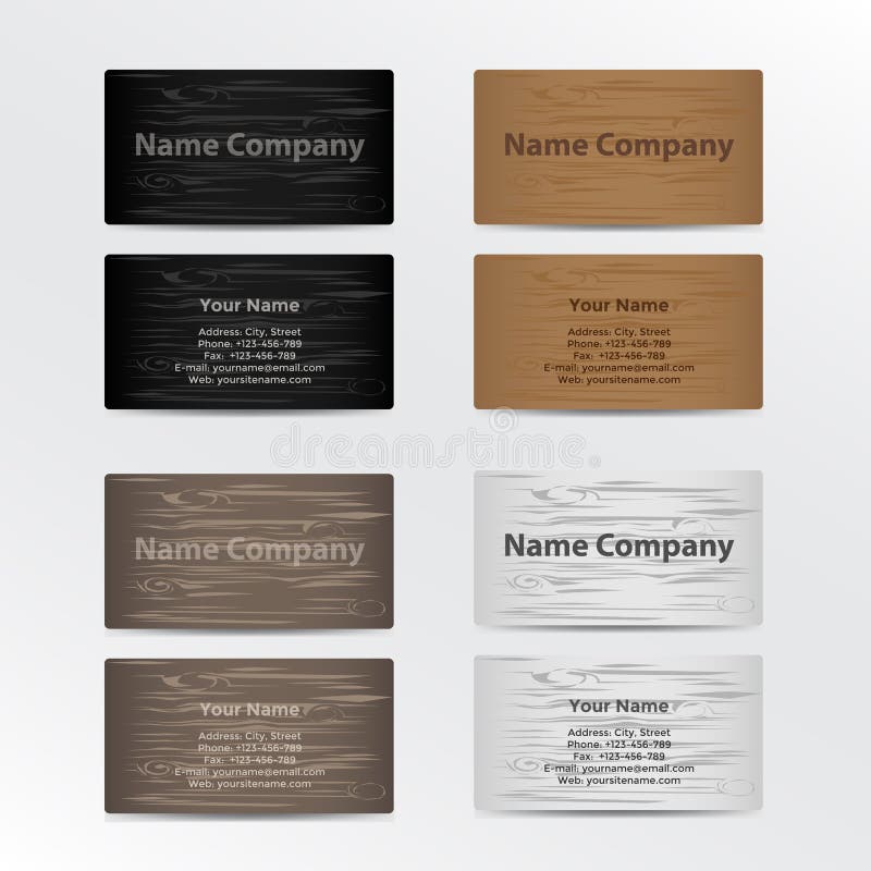 Set of Business Cards with Wood Texture Stock Vector - Illustration of ...